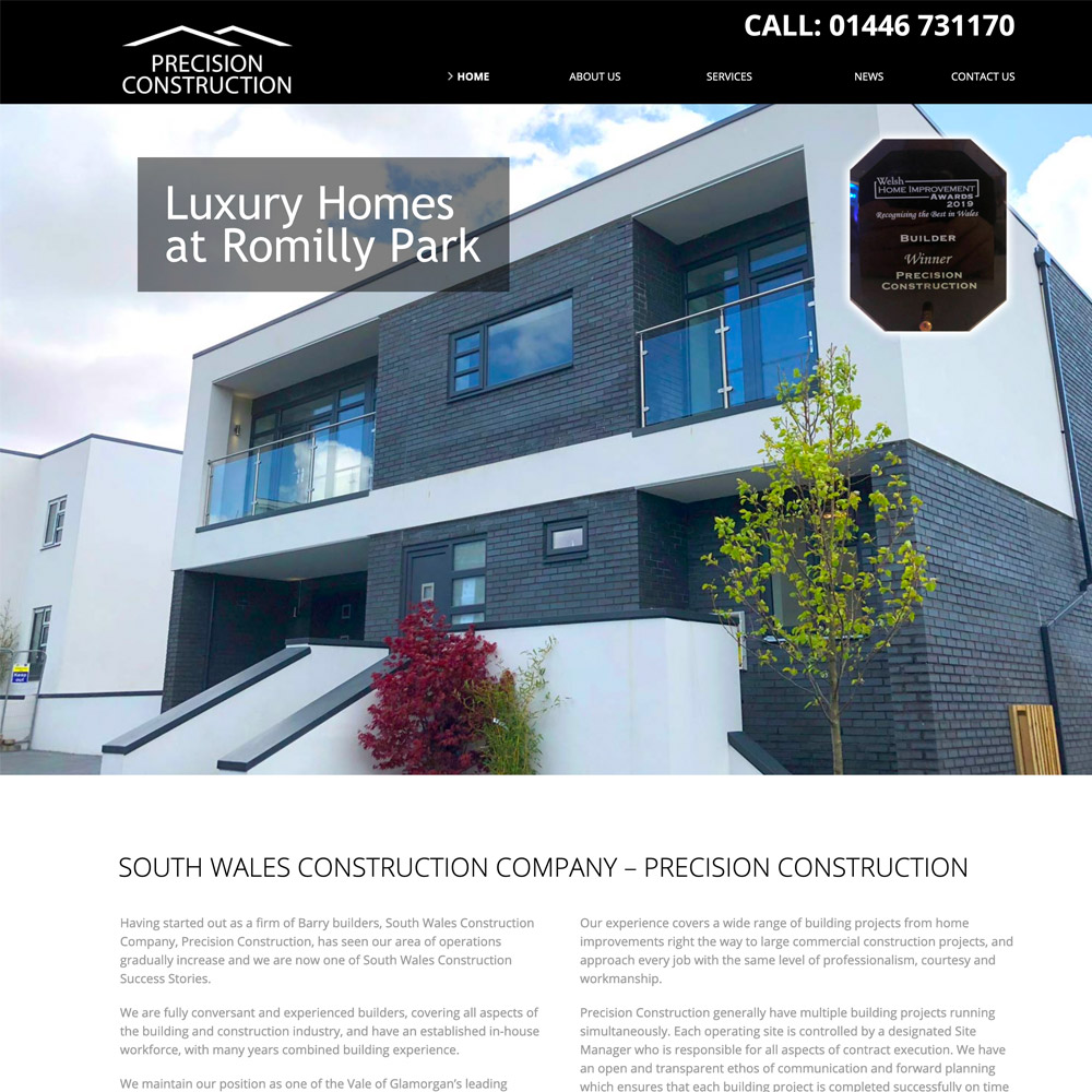 Precision Construction Wales - GDGraphics website design and ...